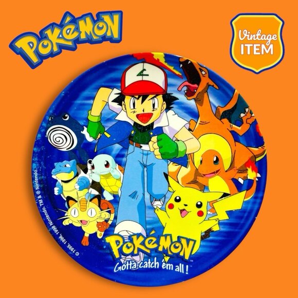 Nintendo | Dining | Vintage 998 Pokemon 8 Plate Gotta Catch Em All Ash ...